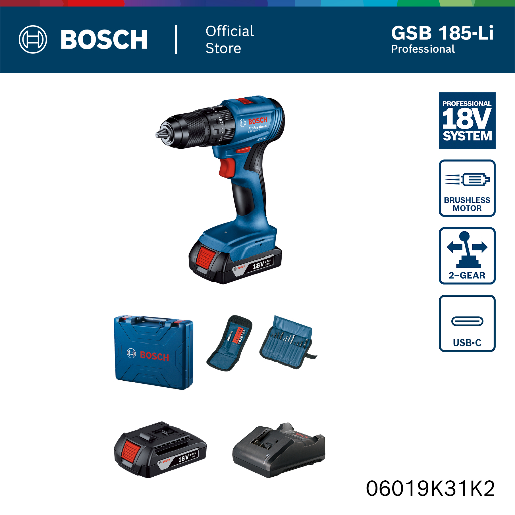 Bosch Power Tools GSB 185-LI Professional 18V Cordless Impact Drill ...