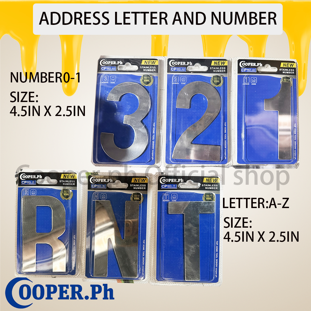 Cooper.ph big size （4.5x2.5in）stainless Address numbers 0-9 and letter ...