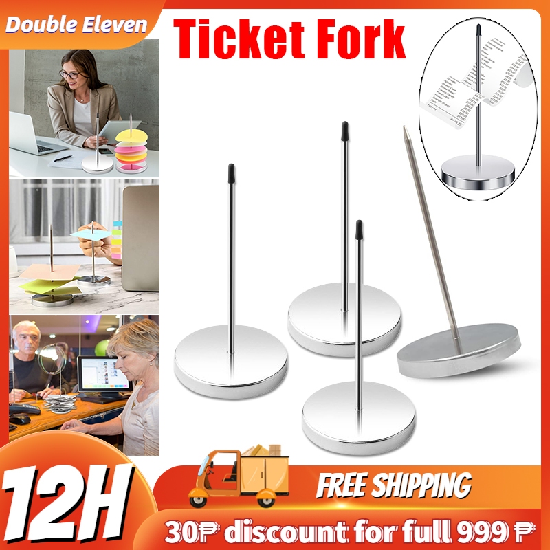 Metal Straight Rod Ticket Fork Restaurant Receipt Holder Silver Color ...