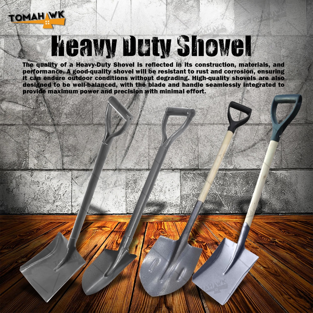 TOMAHAWK HEAVY DUTY SHOVEL FOR GARDENING OUTDOOR DIGGING SHOVEL (SQUARE ...