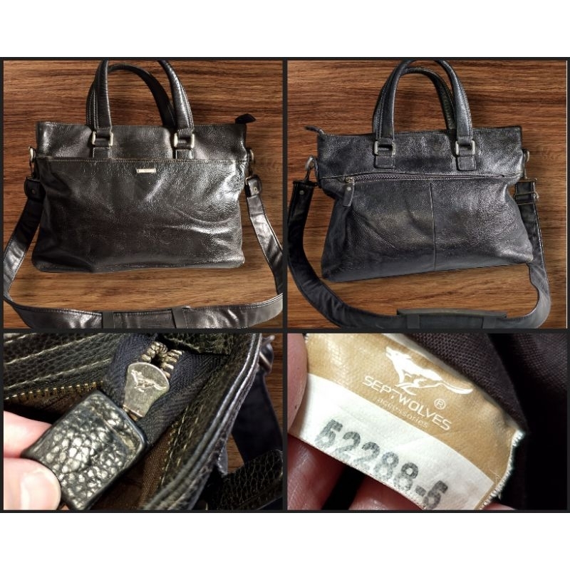 Auth Septwolves Genuine Leather Laptop Document Bag | Shopee Philippines