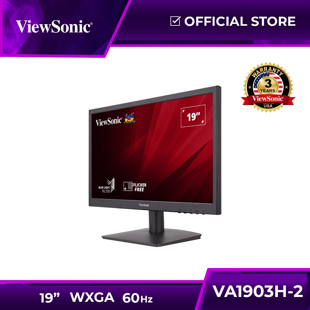 ViewSonic VA1903H-2 19” Wide XGA 1366 x 768 60Hz LED TN Technology 5ms ...