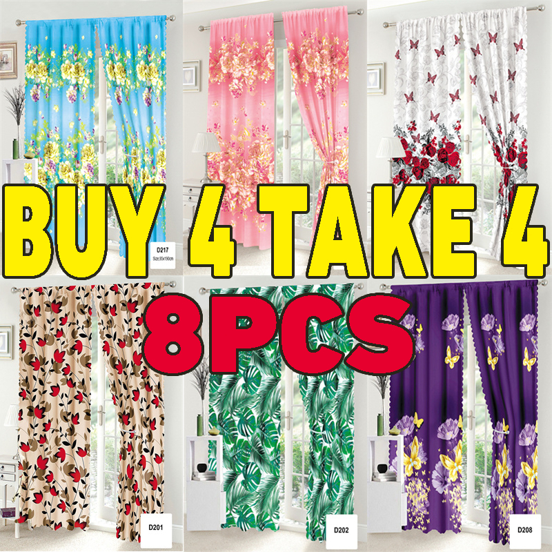 8PCS Curtain For Door Long Size Makapal 85*185cm Curtain Sale For ...