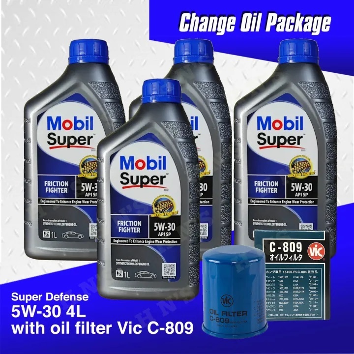 Mobil Super 2000 Friction Fighter 5W-30 Synthetic Motor Oil Bundle for Honda Civic4 Liters+Vic C ...