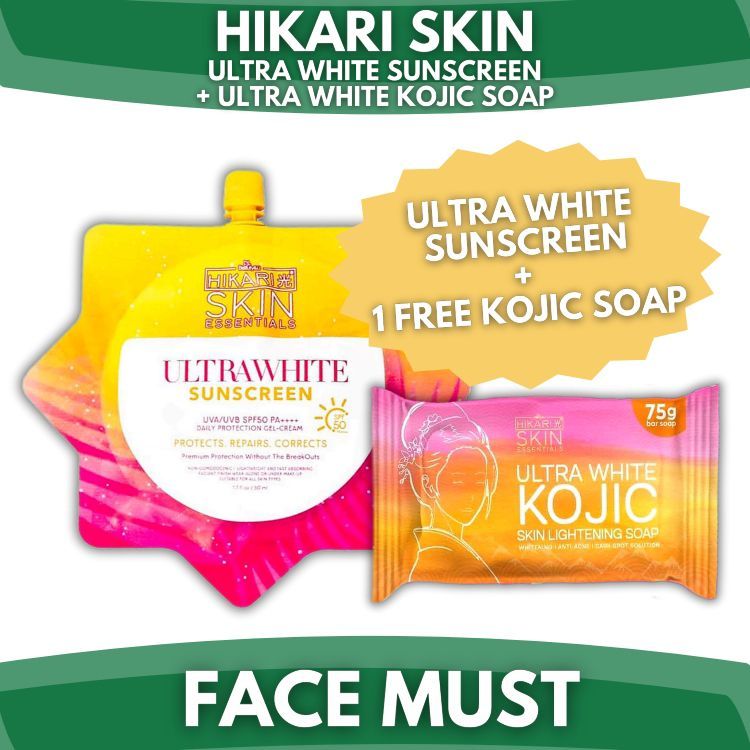 Hikari Skin Ultra White Sunscreen + Hikari 1 Kojic Soap for Facial ...