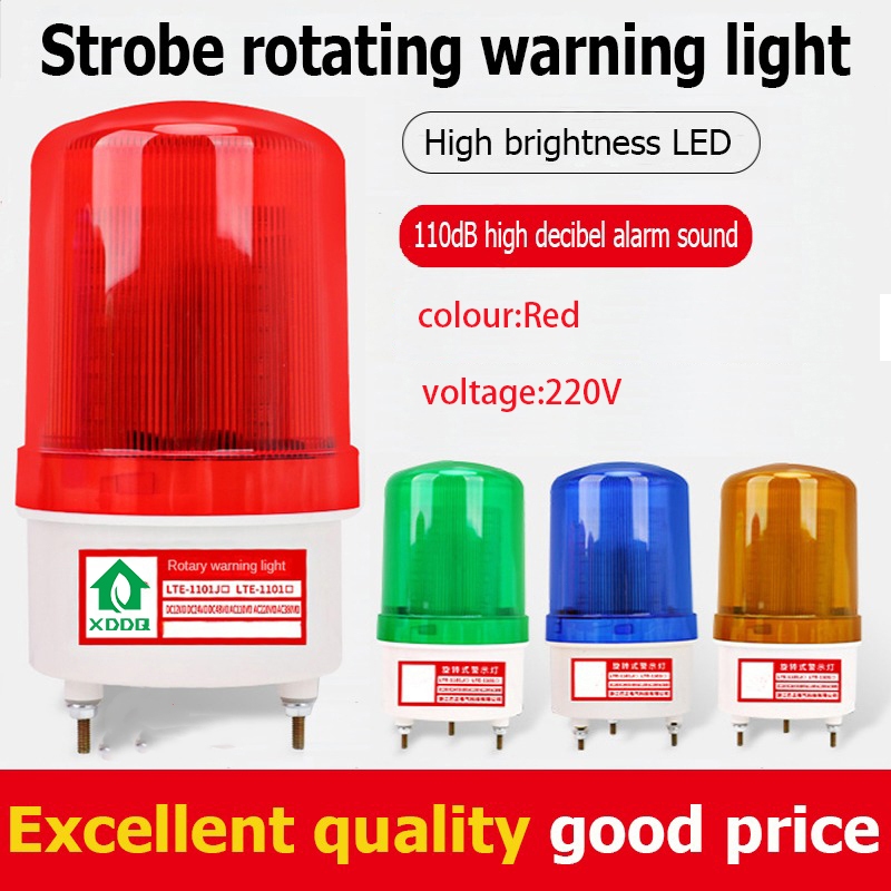 220V LED Alarm Light Warning Lamp Signal Buzzer Rotary Strobe Flash ...