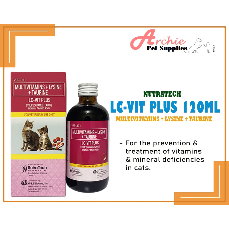 LC-Vit Plus Syrup 120ml for CATS (Multivitamins + Lysine + Taurine ...