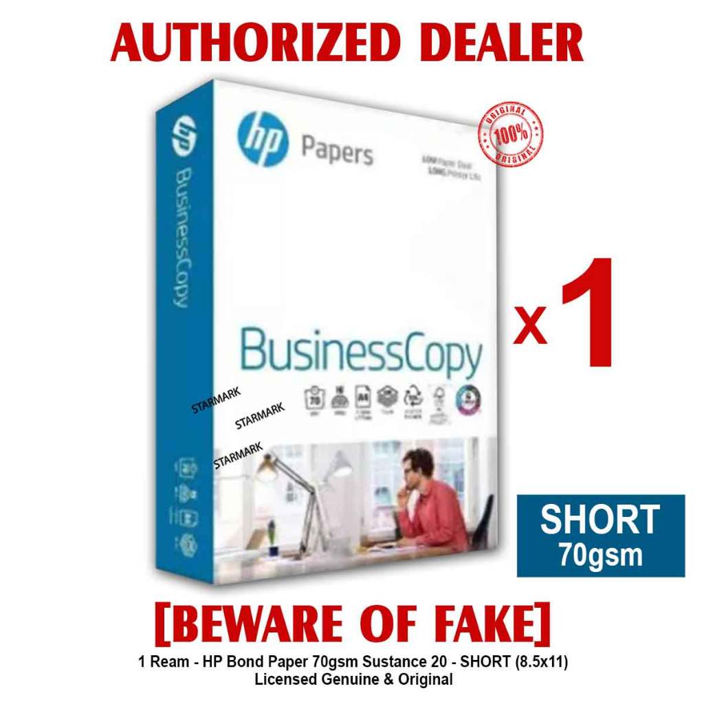 HP Bond Paper Papers SHORT 8.5x11in 70gsm Sub. 20 Copy Paper - 1 Ream ...