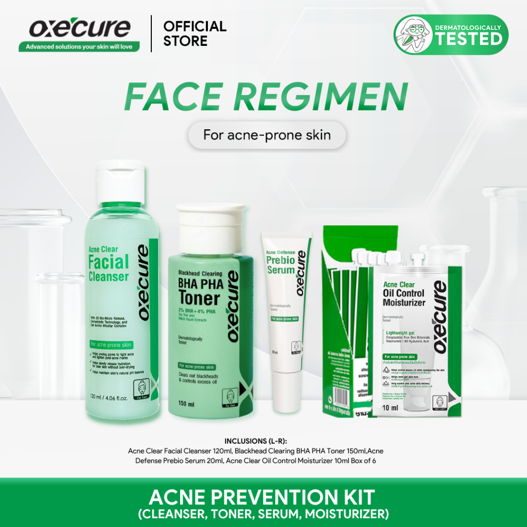 OXECURE Acne Prevention Kit (Cleanser, Toner, Serum, Moisturizer ...