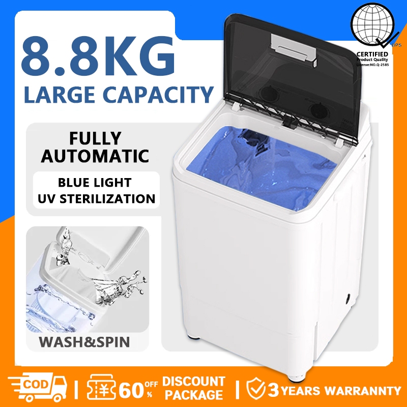 Automatic washing machine 8.8kg Household UV sterilization washing ...