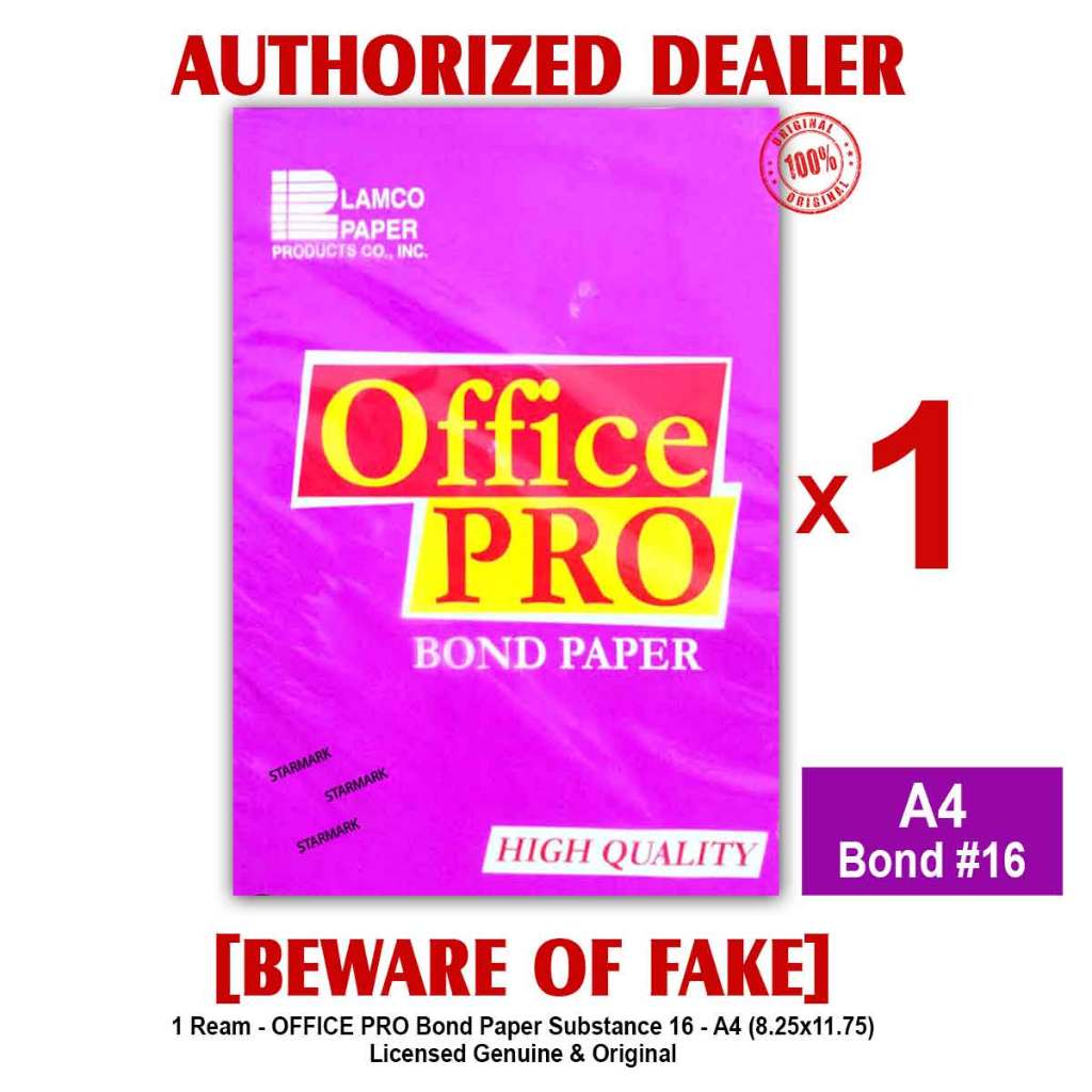 OFFICE PRO Bond 16 Bond Paper Papers A4 Size 8.25x11.75in Sub. 16 ...