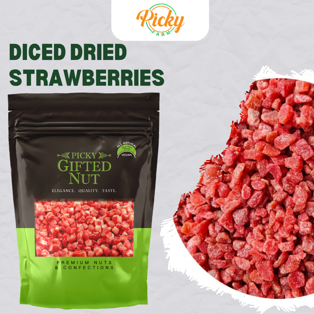 Diced Dried Strawberries - Sweet and Chewy, Perfect for Baking, Cereal ...