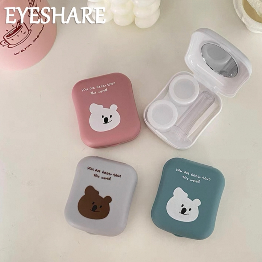 Eyeshare Cute Bear Contact Lens Care Case With Mirror Tweezers Suction ...