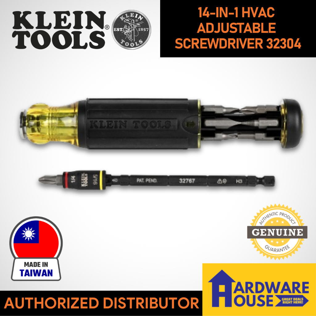 ORIGINAL KLEIN TOOLS 14-IN-1 HVAC Adjustable Screwdriver 32304 Made in ...