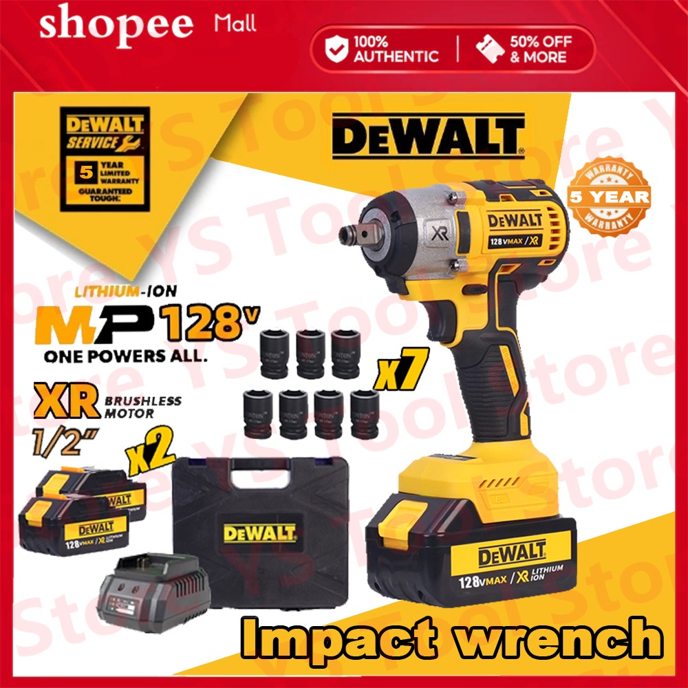 DeWALT Electric Wrench 128V 6.0Ah Li-ion Battery Cordless Brushless Wrench Impact Wrench Tools ...