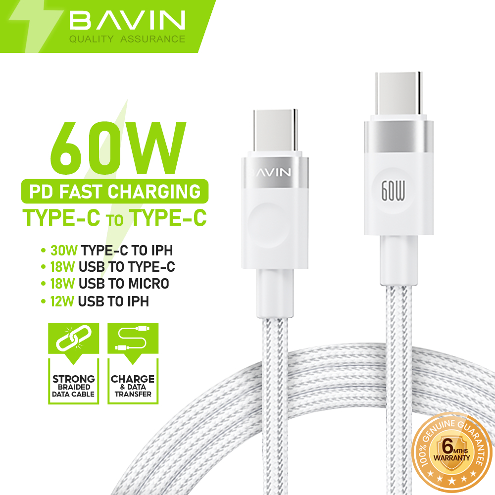 BAVIN CB384 60W Type-C Fast Charging Data Cable 1m NylonBraided High ...