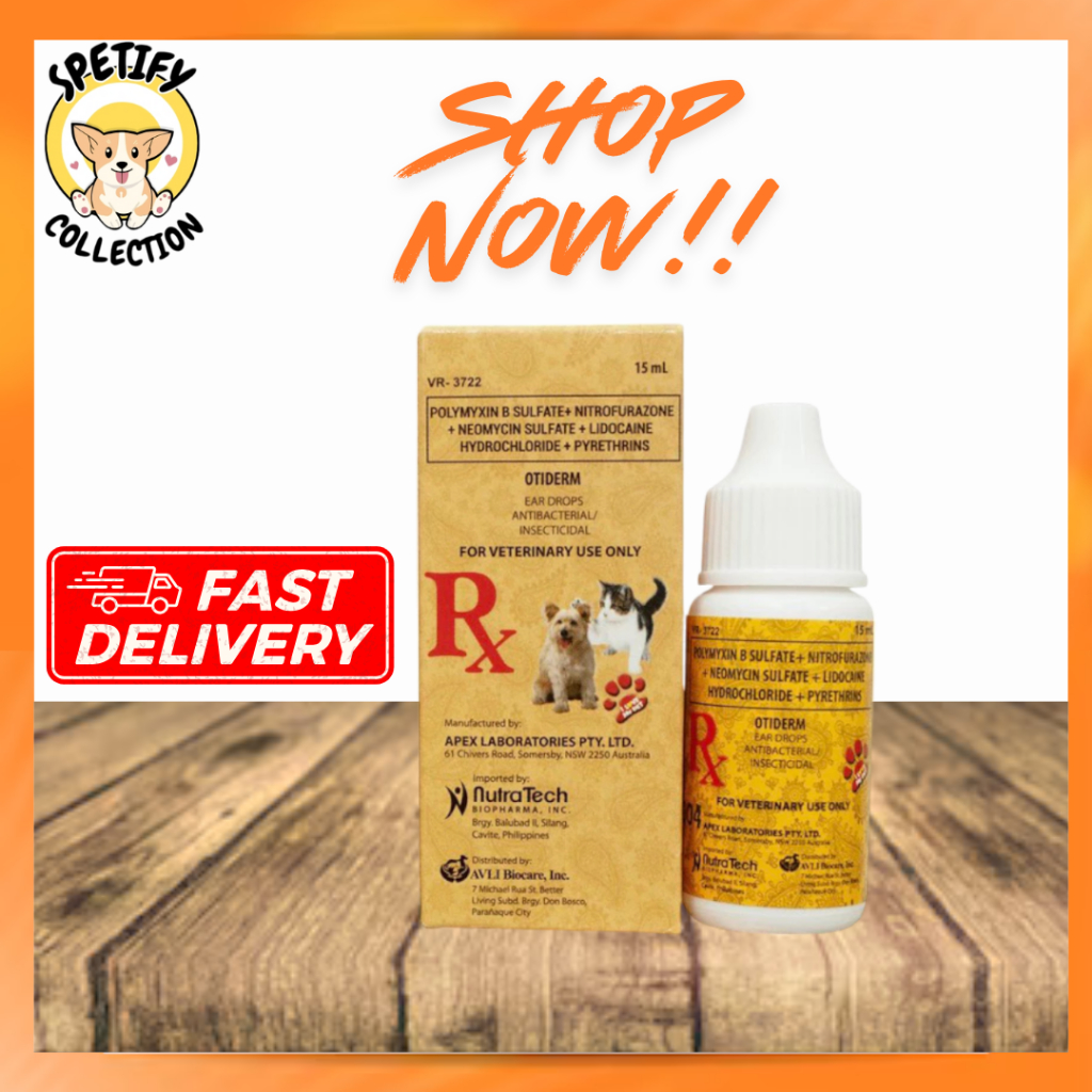 otiderm ear drops for cats and dogs 15ml antibacterial | Shopee Philippines