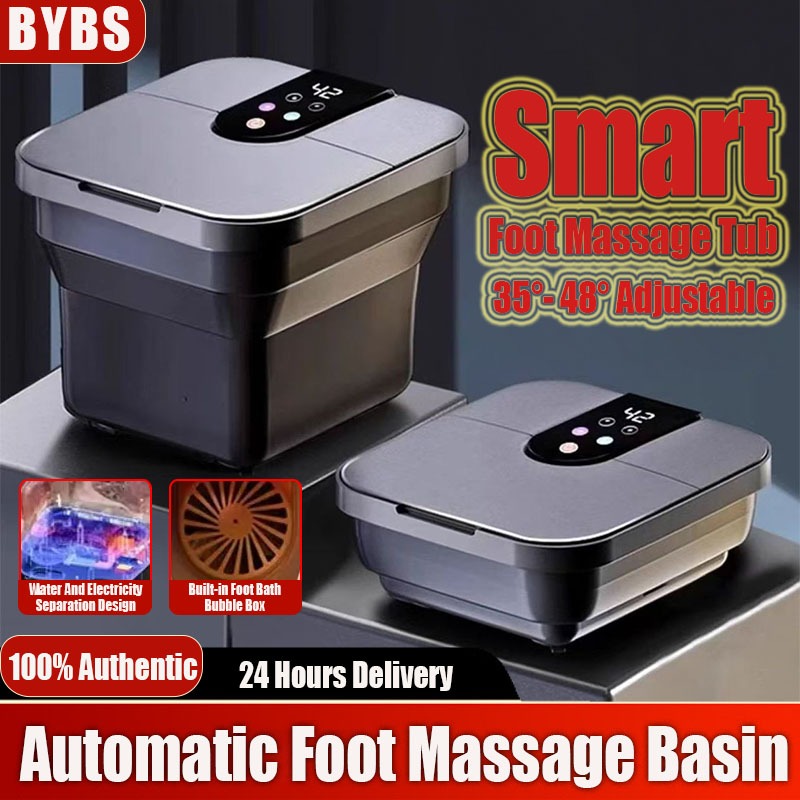 Electric Foot Bath Massager Automatic Heating Footbath Bucket Foldable ...