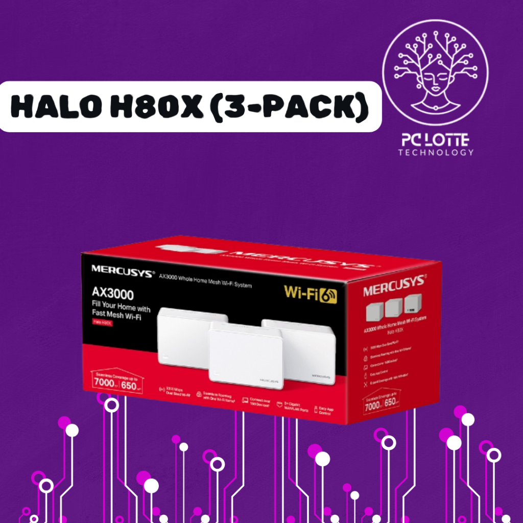 Mercusys Halo H80X (3-Pack) AX3000 Whole Home Mesh Wi-Fi 6 System ...
