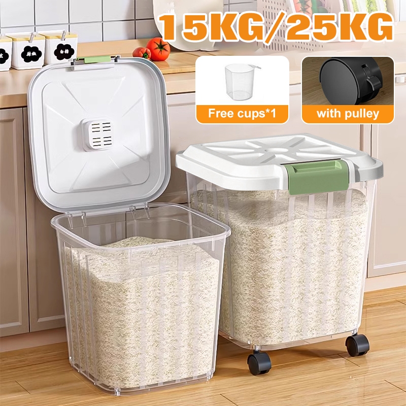 Rice Dispenser 25KG Rice Box Storage with Cup Food Storage Container ...