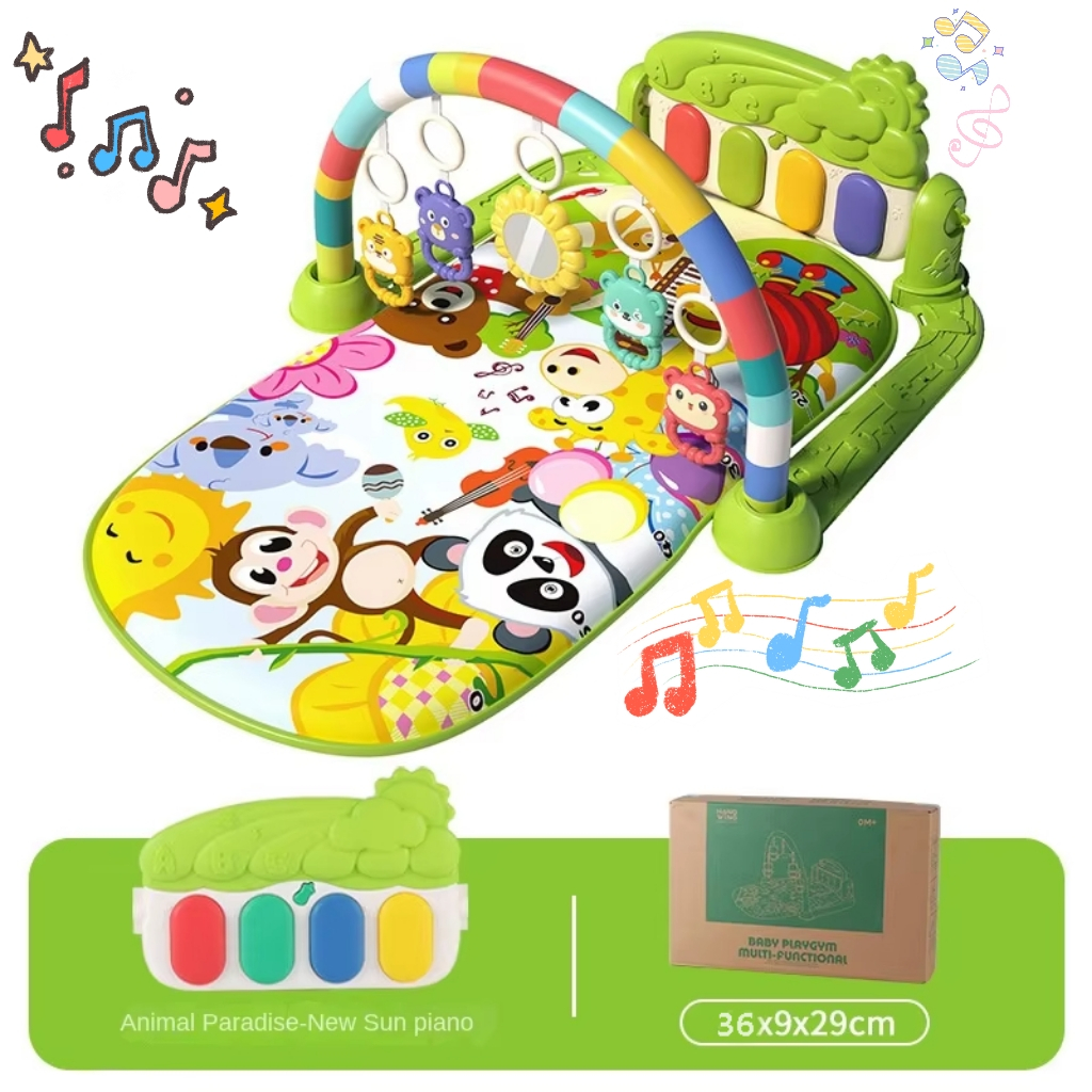 Baby Play Mat With Lights Music Piano Keyboard & Hanging Toy Gym ...