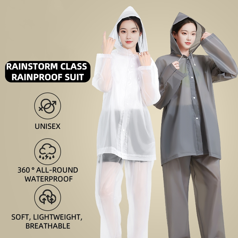 Raincoat Suit Raincoat Rainpants Split Men And Women Rainstorm Proof Adult Poncho Rain Coat ...