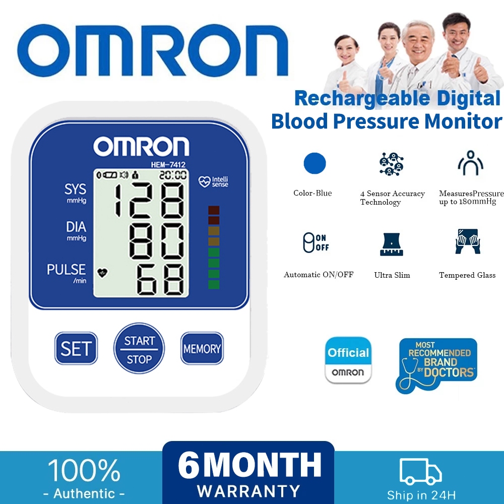 Omron HEM-7412 Automatic Upper Arm Omron Blood Pressure Monitor Digital ...