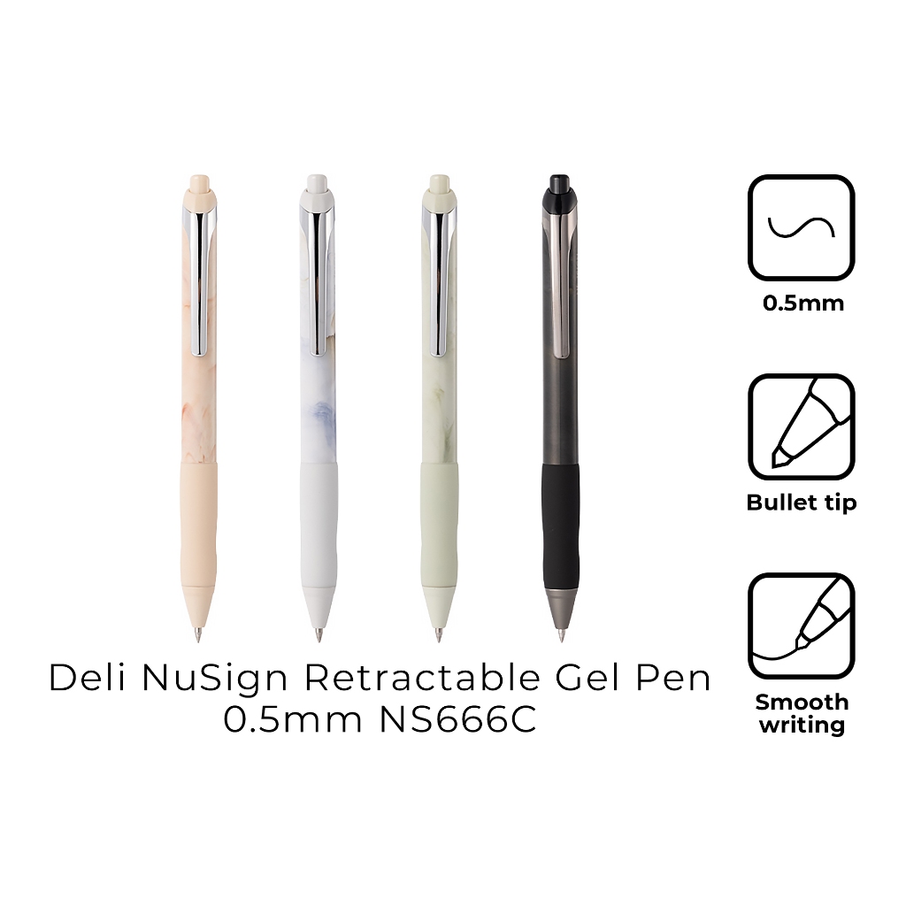 Deli NS666C NuSign Retractable Gel Pen 0.5mm | Shopee Philippines