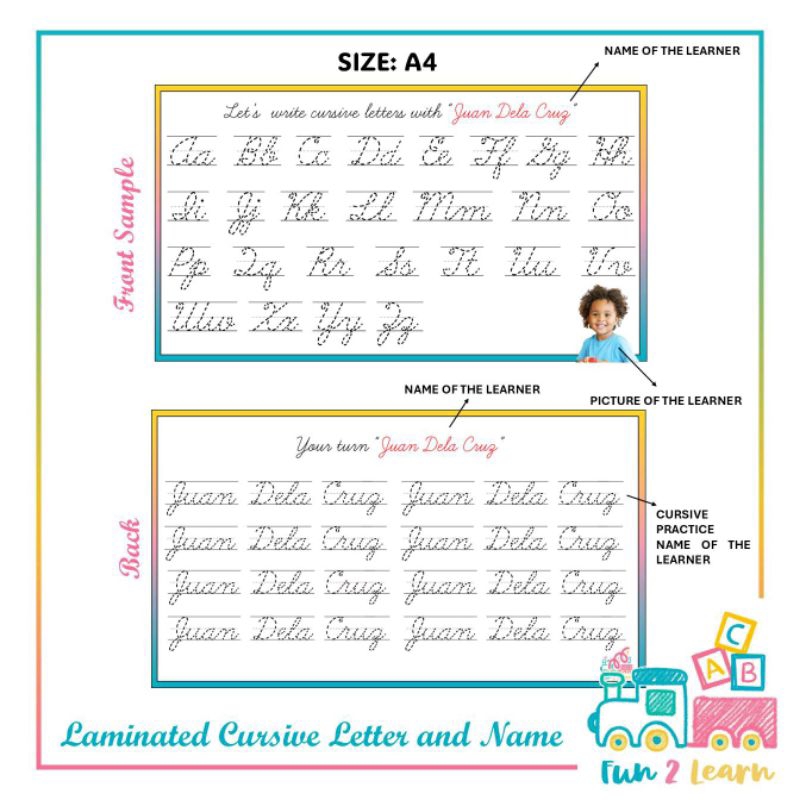Laminated Cursive ABC's and Cursive name | Shopee Philippines