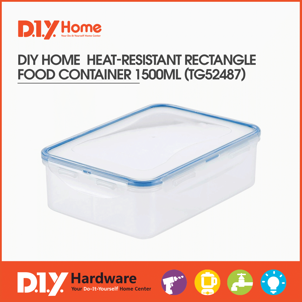 DIY HOME by DIY Hardware Heat-Resistant Rectangle Food Container 1500ml ...