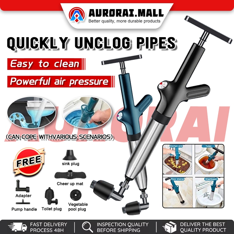 Toilet unclogging tool air plunger high pressure toilet plunger manual ...