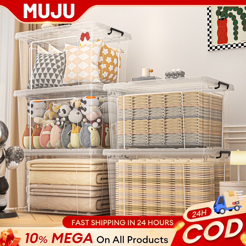 Plastic Storage Box With Lids Transparent Home Storage Bins With Wheel ...