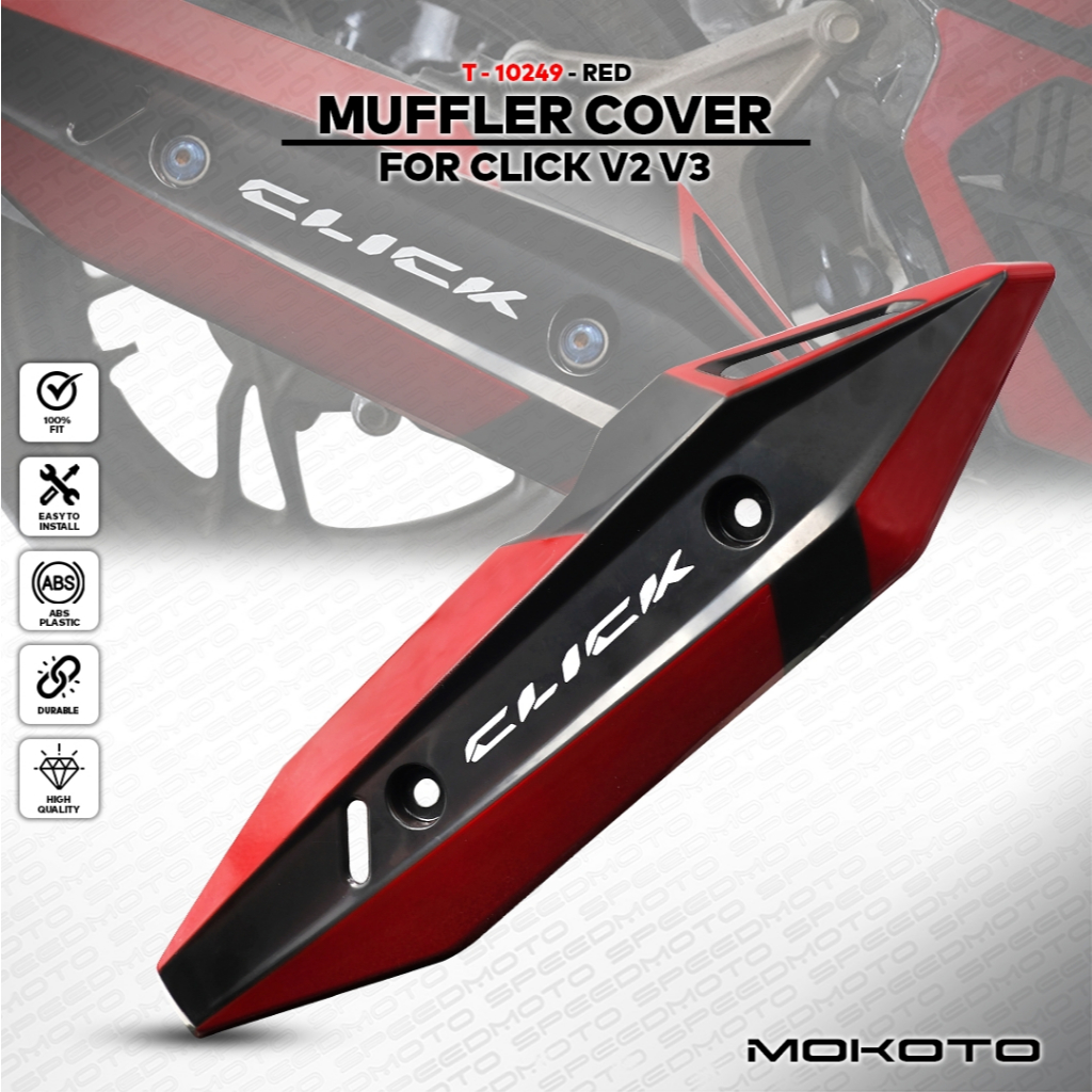 MOKOTO HONDA CLICK V2 / CLICK V3 MUFFLER COVER RED T-10249 EXHAUST PIPE ...