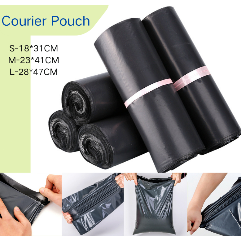 100 PCS COURIER POUCH BLACK SELF ADHESIVE COURIER POUCH | Shopee ...