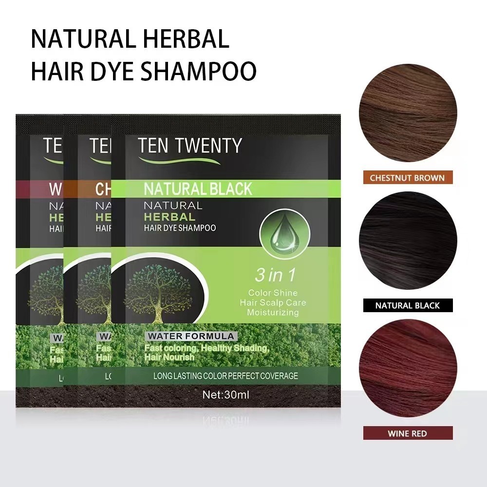UN TEN TWENTY Natural Black/Chestnut-Brown/Red Herbal Hair Dye shampoo ...