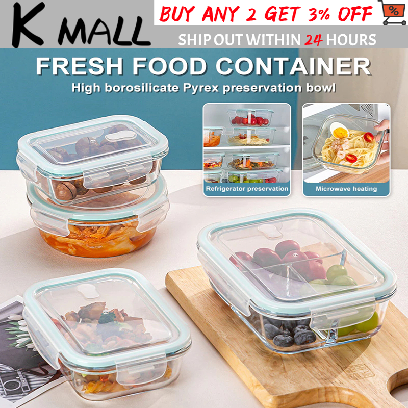 Glass Food Fresh-keeping Box Lunch Box Sealed Leak-proof Microwave Oven ...