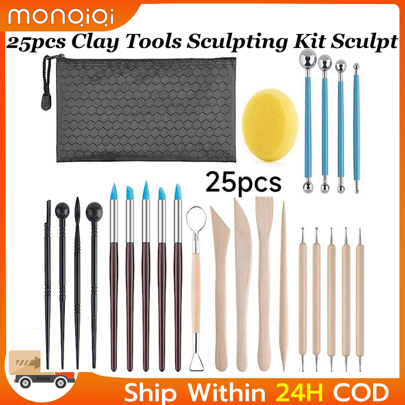 25pcs Pottery Clay Sculpting Tools Kit Clay Tools Sculpting Kit Sculpt ...