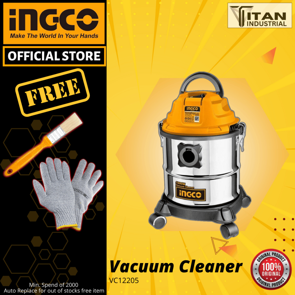 INGCO Vacuum Cleaner Wet and Dry VC12205 • Tm ss | Shopee Philippines