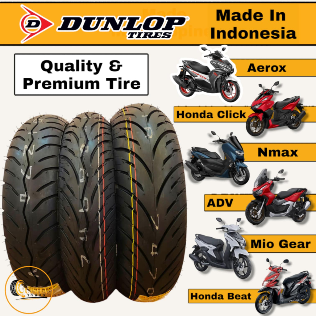 DUNLOP TIRE SIZE 13 & 14 TUBELESS MADE IN INDONESIA FOR CLICK, AEROX ...