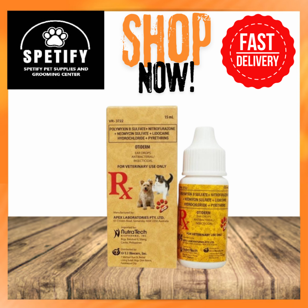 otiderm ear drops for cats and dogs 15ml antibacterial | Shopee Philippines