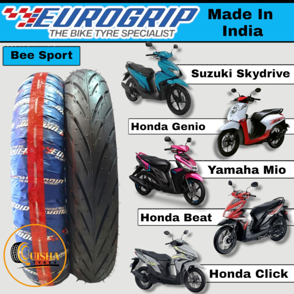 EUROGRIP Tires SIZE 14 Made in India Tubeless for Click, Sporty, Mio ...