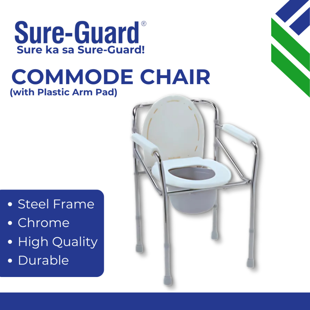 Sure-Guard Commode Chair ( With Plastic Arm pad and wheels) | Shopee ...
