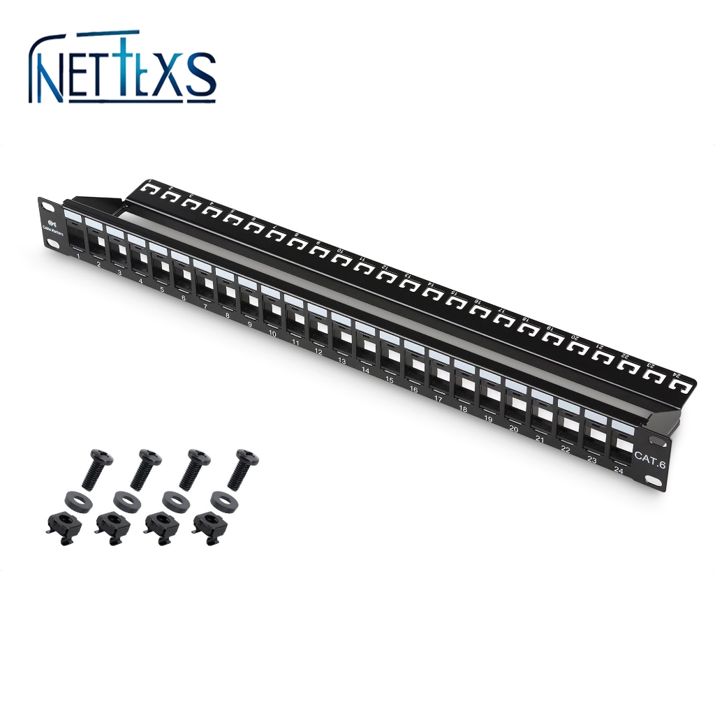 Patch Panel 24 Port Cat6 with Inline Keystone RJ45 Coupler Patch Panel ...