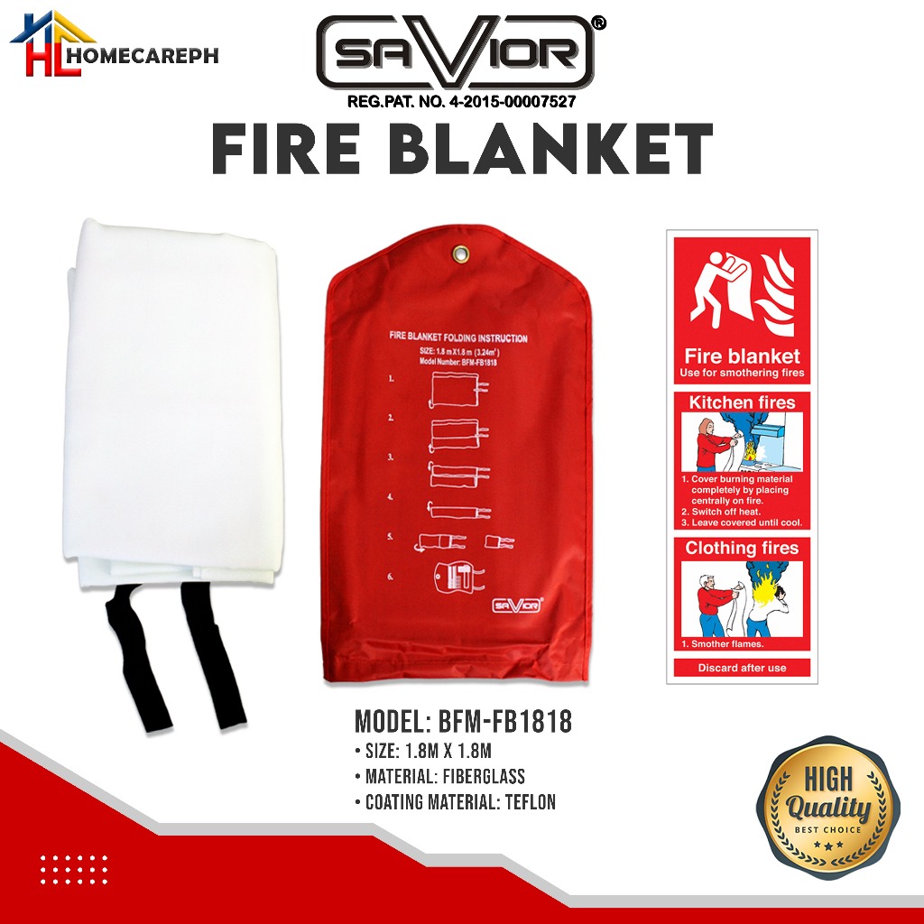 Savior Fire Blanket 1.8 x 1.8m model: BFM-FB1818 (3.24m²) | Shopee Philippines