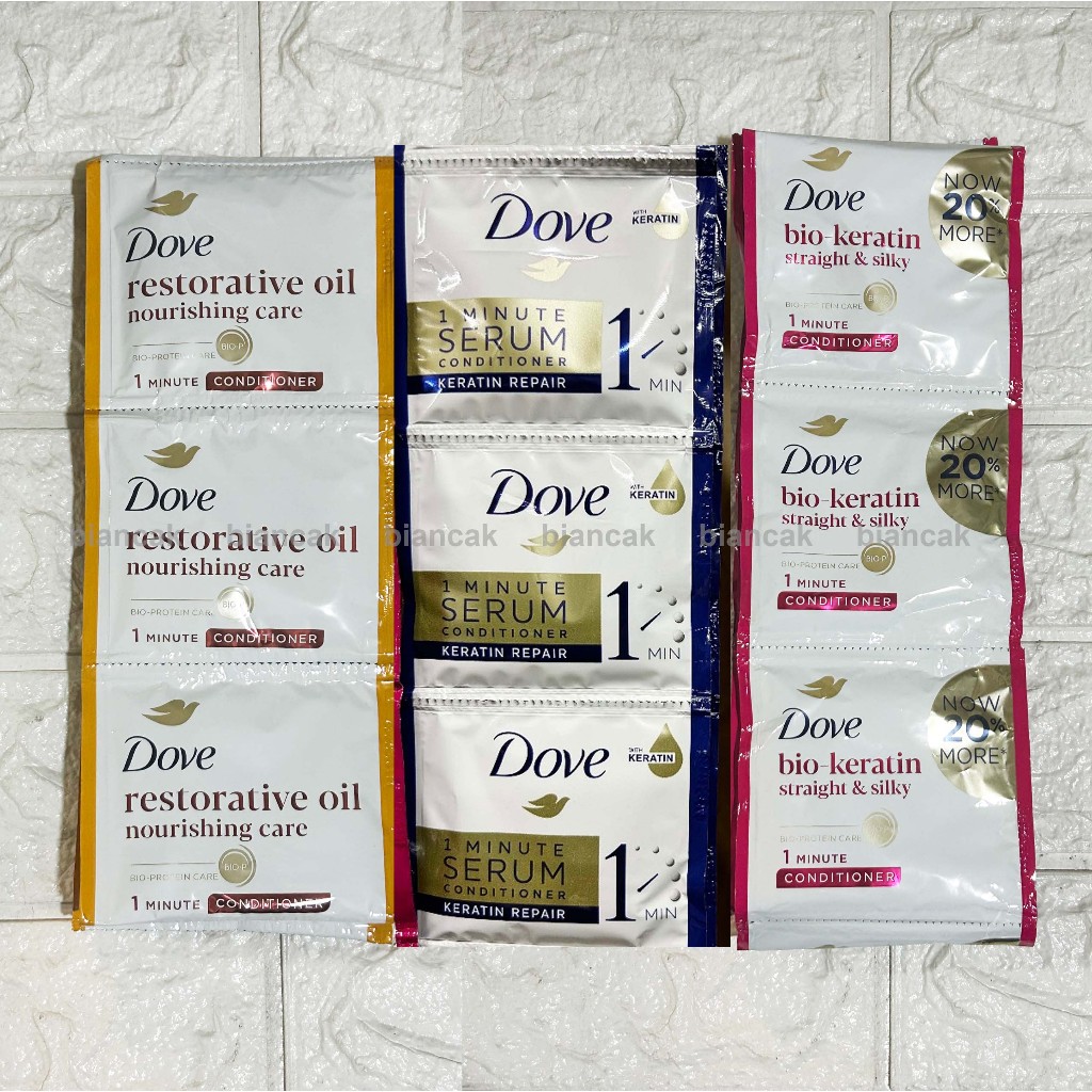DOVE CONDITIONER SACHET (10ML X 12) 1 MINUTE SERUM PINK BLUE ORANG ...