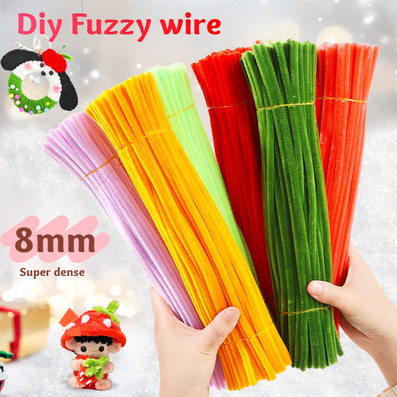 100PCS Fuzzy Wires Chenille Twisted Sticks Handmade Diy Toys Art Flower ...