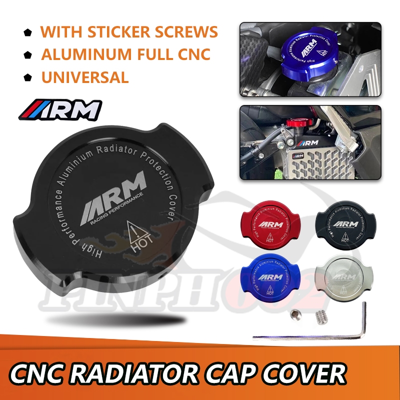 Universal Radiator Cap Cover Motorcycle Full CNC Aluminum With Sticker ...