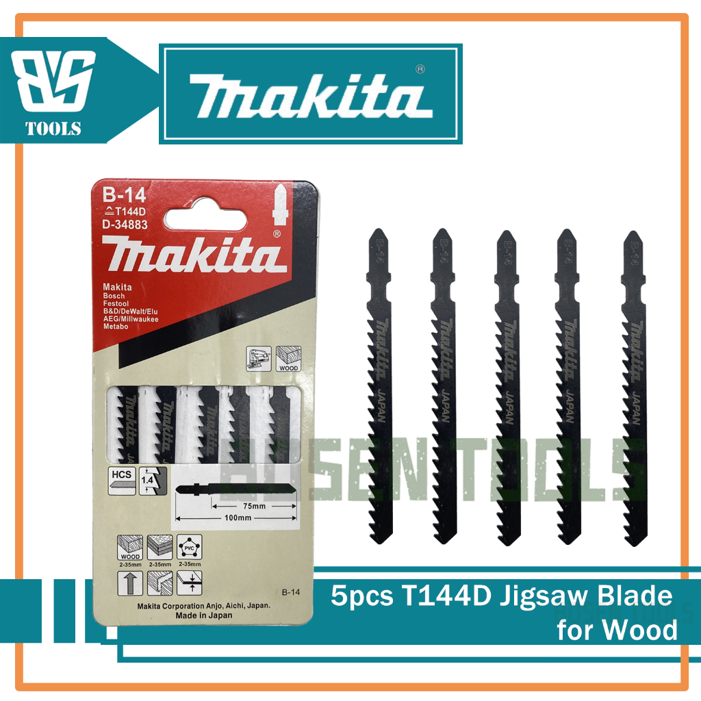 Makita Jigsaw Blade Set for Wood T144D/(Makita Type Shank) A-85818 5pcs ...