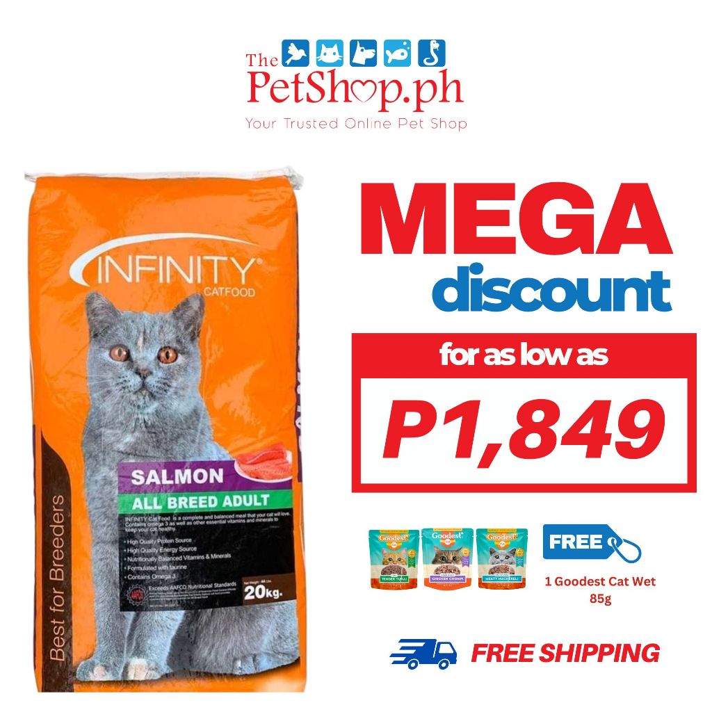 INFINITY CAT FOOD Salmon 20kg (FREE 1 Goodest Wet 85g) | Shopee Philippines