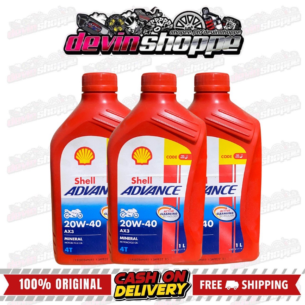 SHELL ADVANCE AX3 20W-40 MOTORCYCLE OIL 1LITER | Shopee Philippines